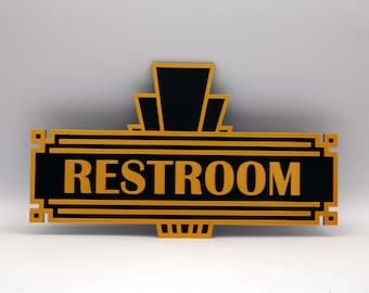 3D Printed Restroom Sign, Art Deco Decor - Etsy