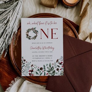 Christmas First Birthday Invitation Template Holiday 1st - Etsy