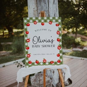 Apple Baby Shower Welcome Sign Template, Apple of Our Eye Baby Welcome ...