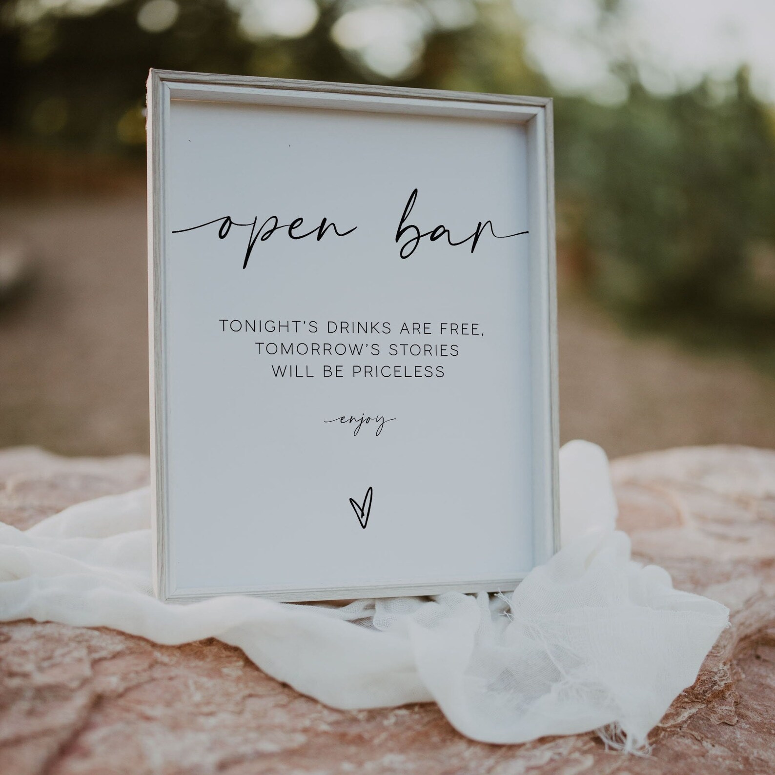 Open Bar Sign Template, Minimalist Wedding Bar Sign Printable ...
