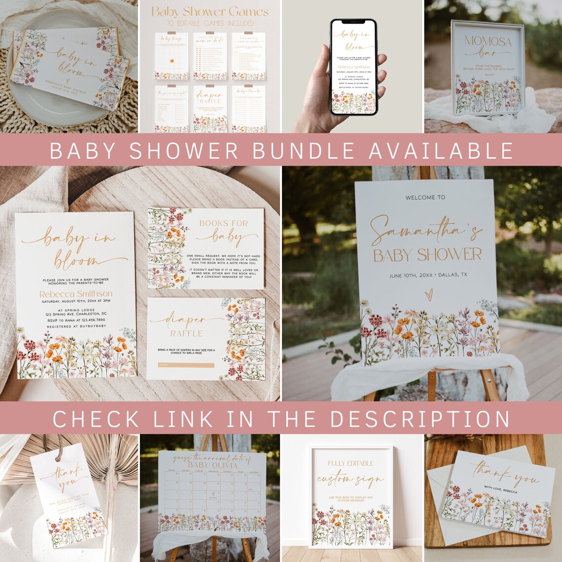 Wildflower Welcome Sign Template, Wildflower Baby Shower Welcome Poster ...