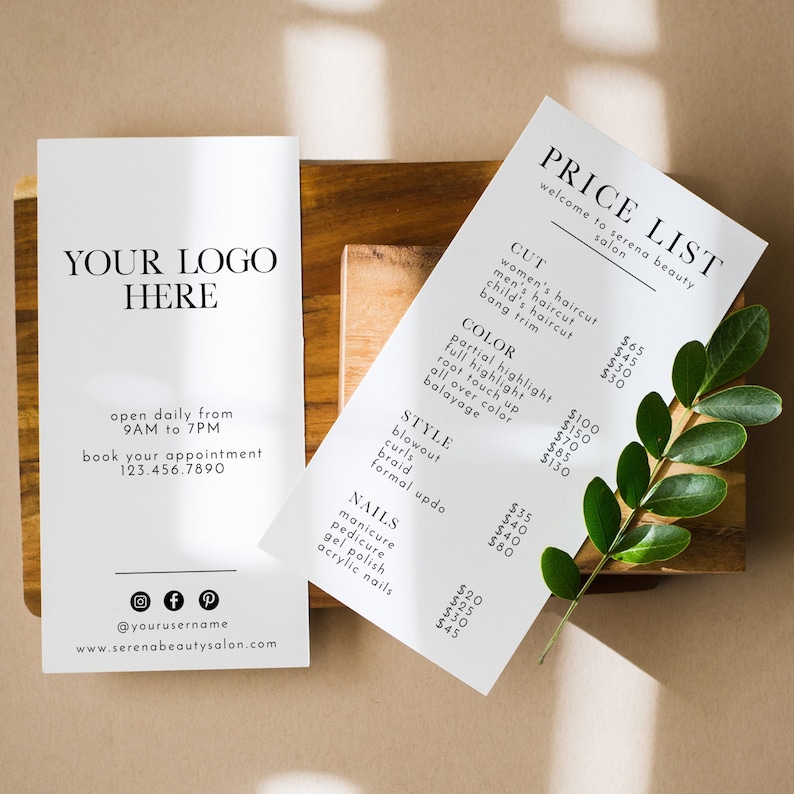 Minimalist Small Business Price List Template Editable Price | Etsy