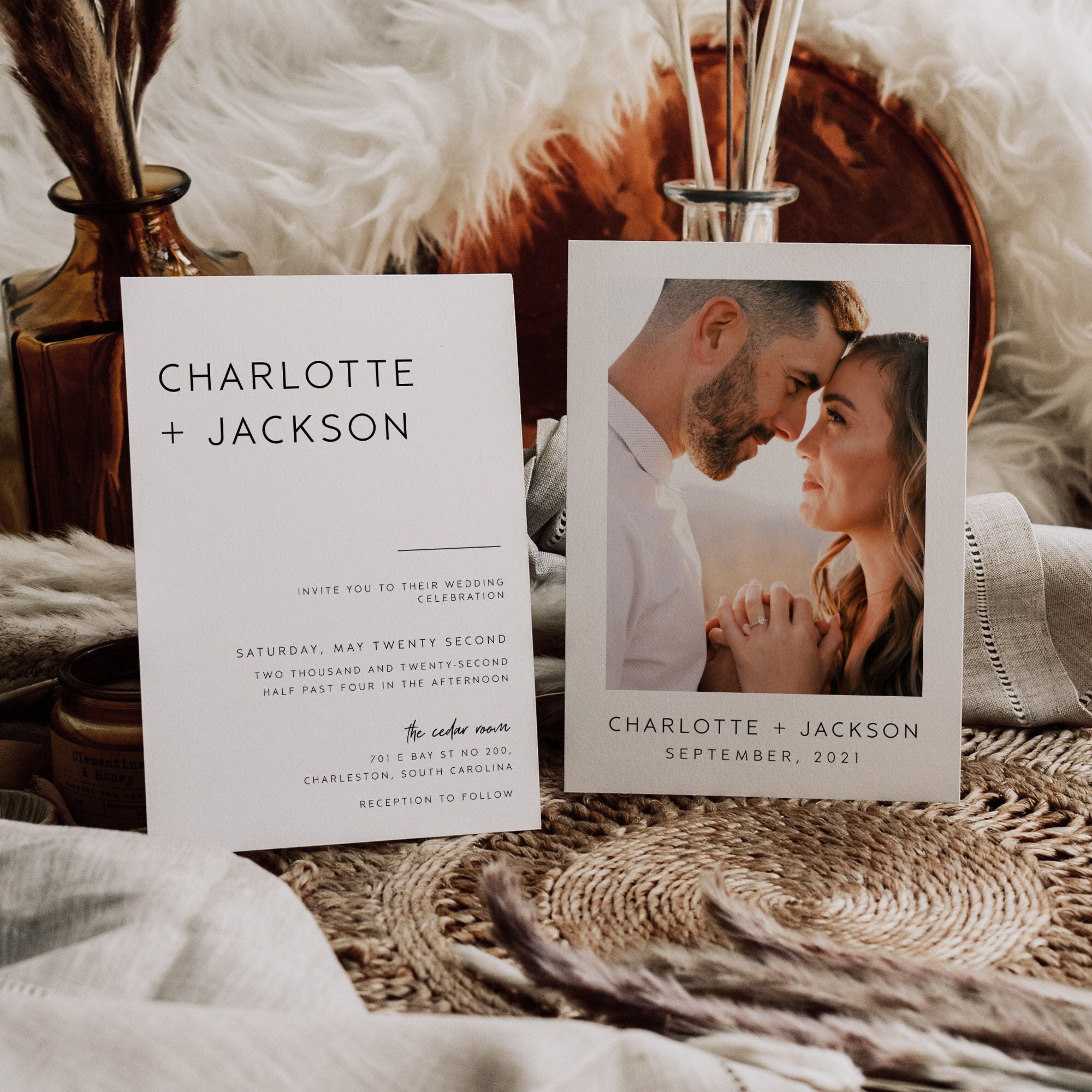 Minimalist Wedding Invitation Modern Wedding Invite Editable | Etsy