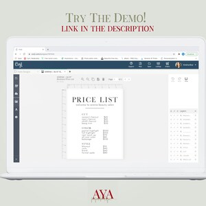 Minimalist Small Business Price List Template Beauty Salon | Etsy