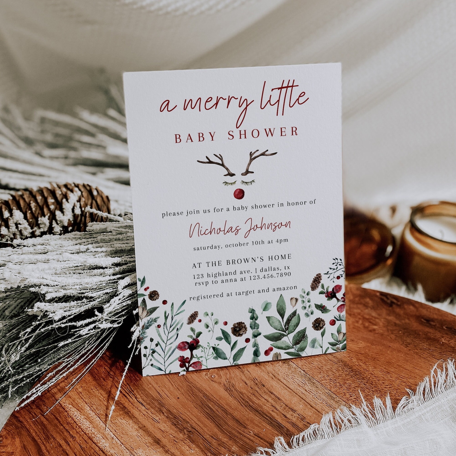 Christmas Baby Shower Invitation Template Set Winter Baby - Etsy