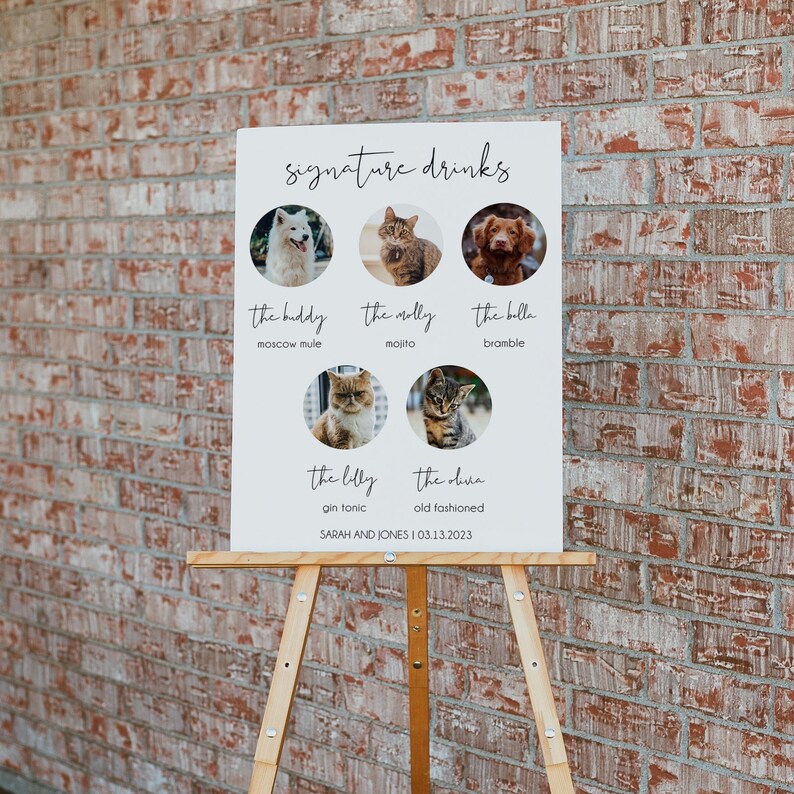 Pet Signature Cocktail Sign Template Pet Signature Drinks - Etsy