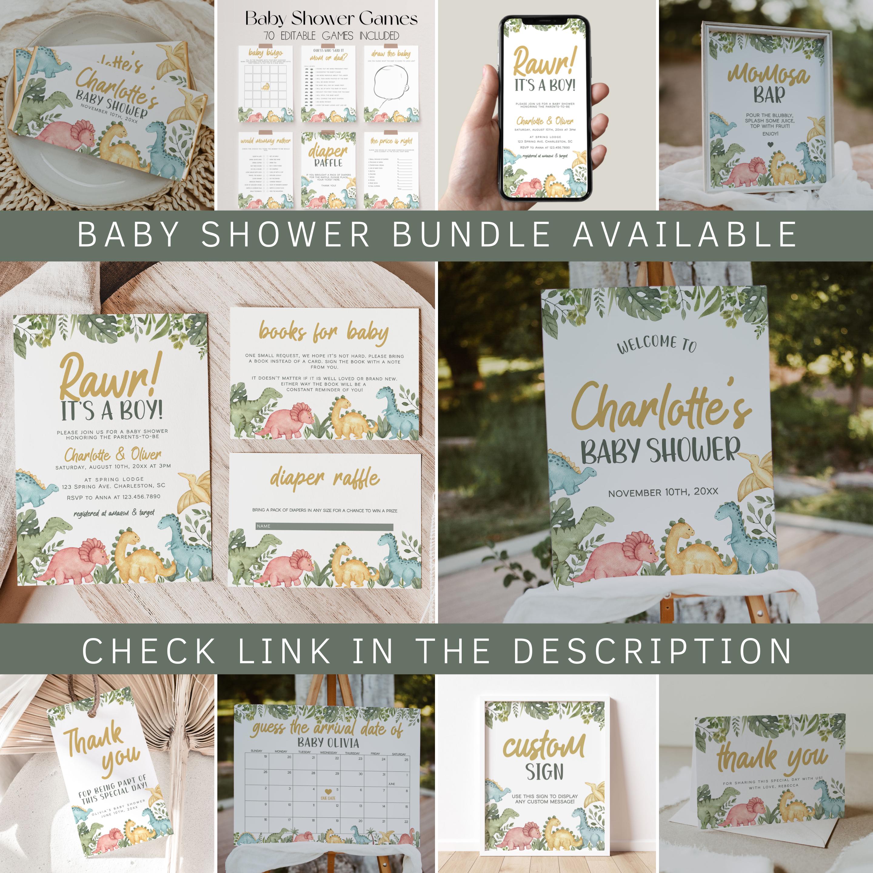 70 Baby Shower Games, Dinosaur Baby Shower Game Bundle, Dino Baby ...