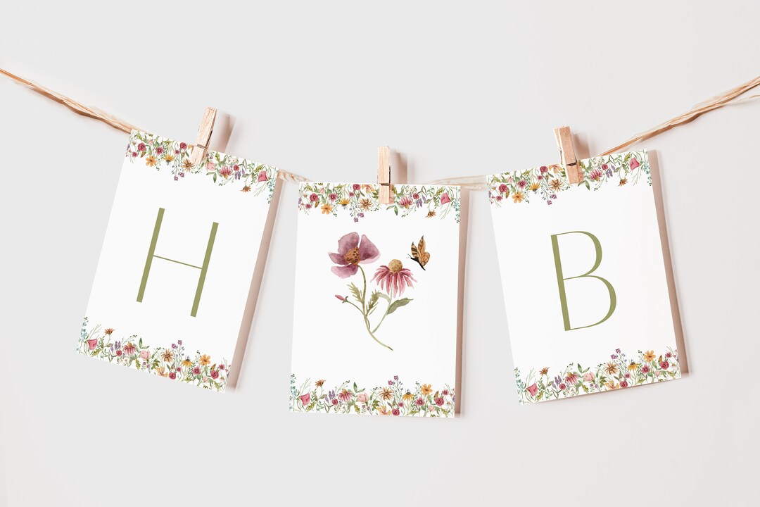 Wildflower Birthday Banner Template, Wildflower Banner, Editable Banner ...