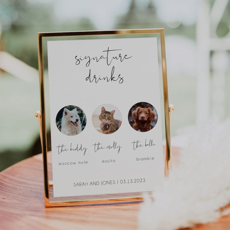 Dogs Signature Drinks Sign Template Pet Signature Drinks Sign - Etsy