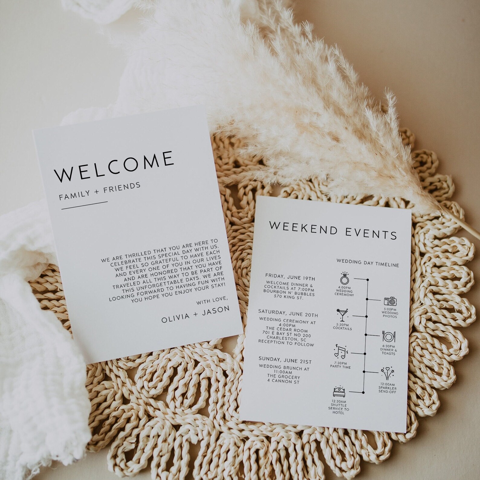 Welcome Letter & Timeline Template Minimalist Wedding | Etsy