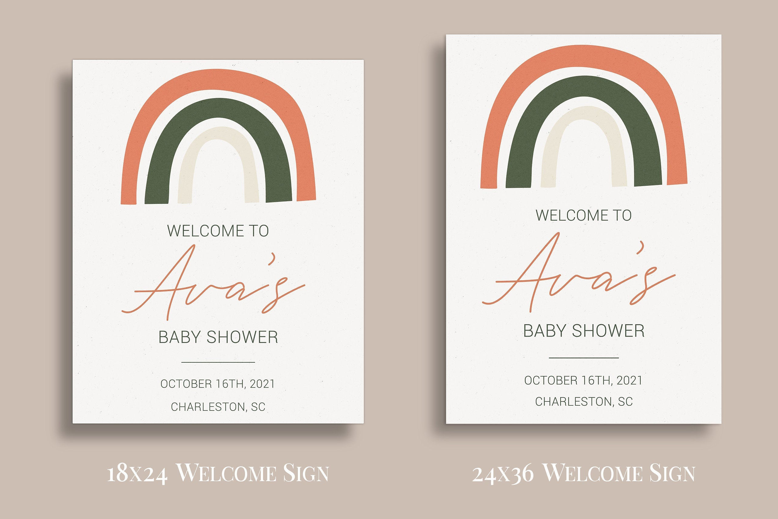 Rainbow Baby Shower Welcome Sign Template Boho Baby Shower | Etsy