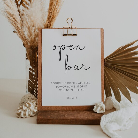 Open Bar Sign Template Wedding Bar Sign Printable Open Bar - Etsy