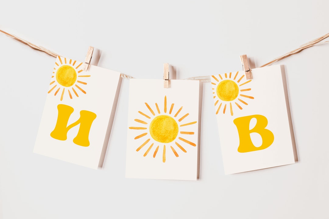 Sun Happy Birthday Banner Template, First Trip Around the Sun, Editable ...