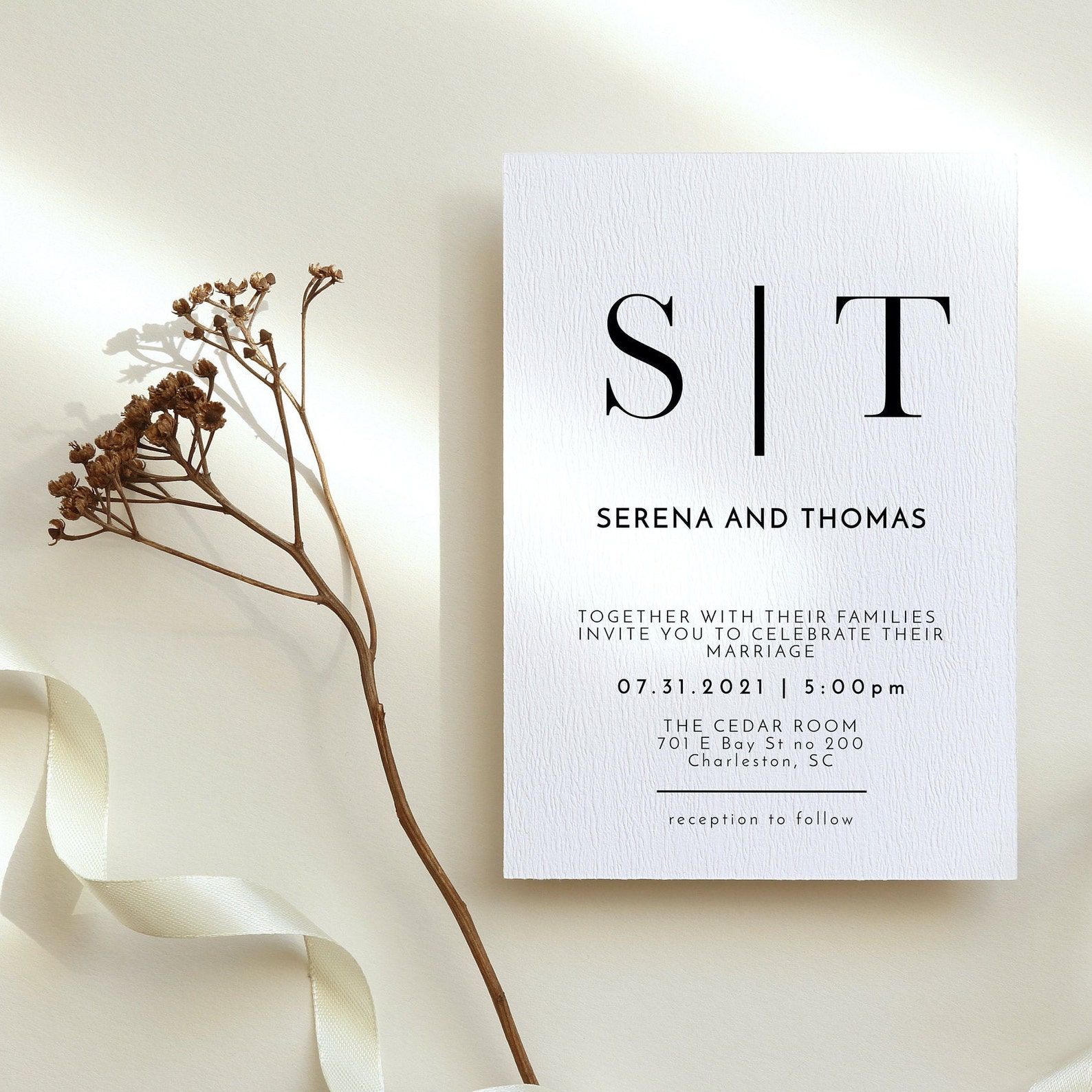 Minimal Wedding Invitation Template Simple Wedding Invite - Etsy