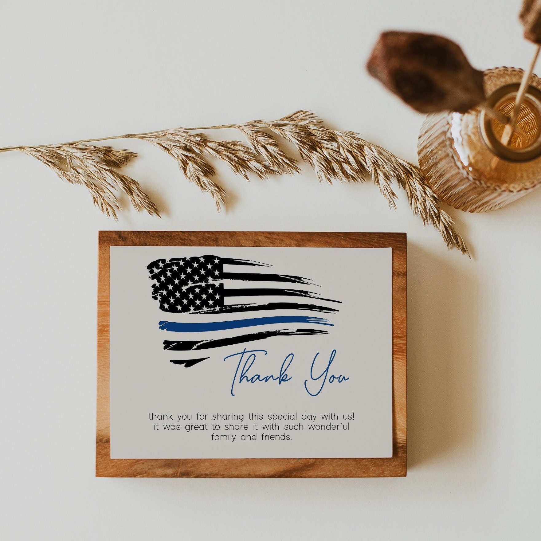 Police Thank You Card Template Thin Blue Line Thank You Card - Etsy
