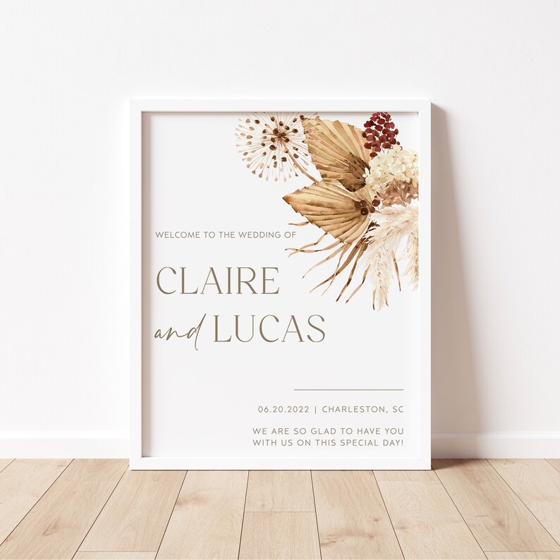 Boho Wedding Welcome Sign Template Minimalist Wedding Welcome - Etsy