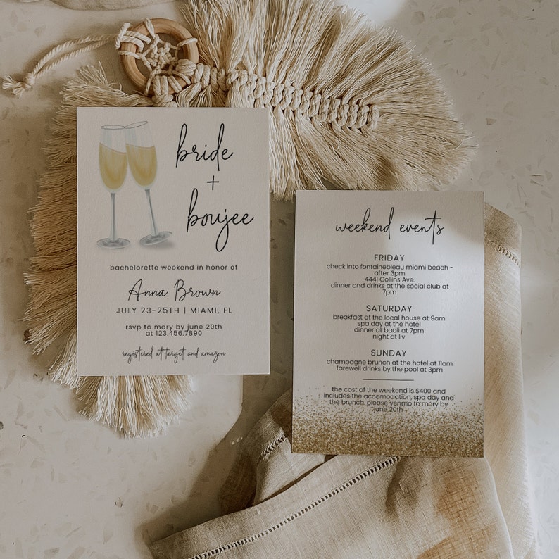 Bride and Boujee Bachelorette Invitation Template, Champagne Toast ...