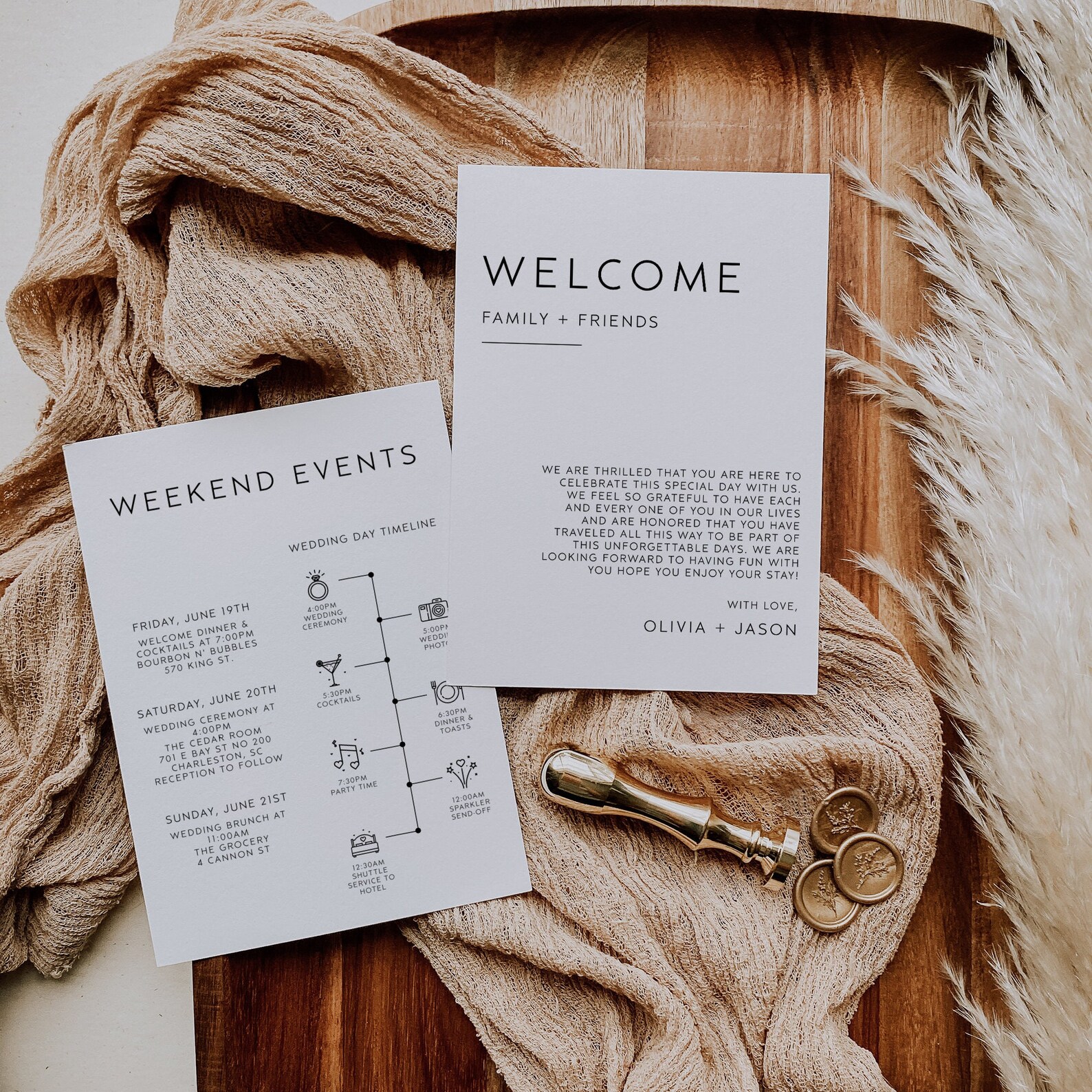 Welcome Letter & Timeline Template Minimalist Wedding | Etsy