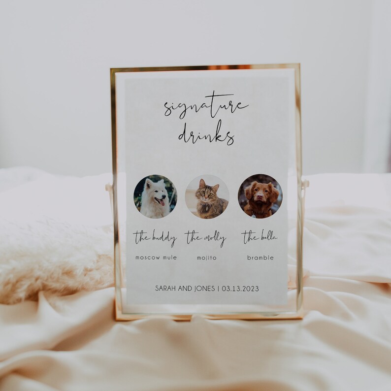 Dogs Signature Drinks Sign Template Pet Signature Drinks Sign - Etsy