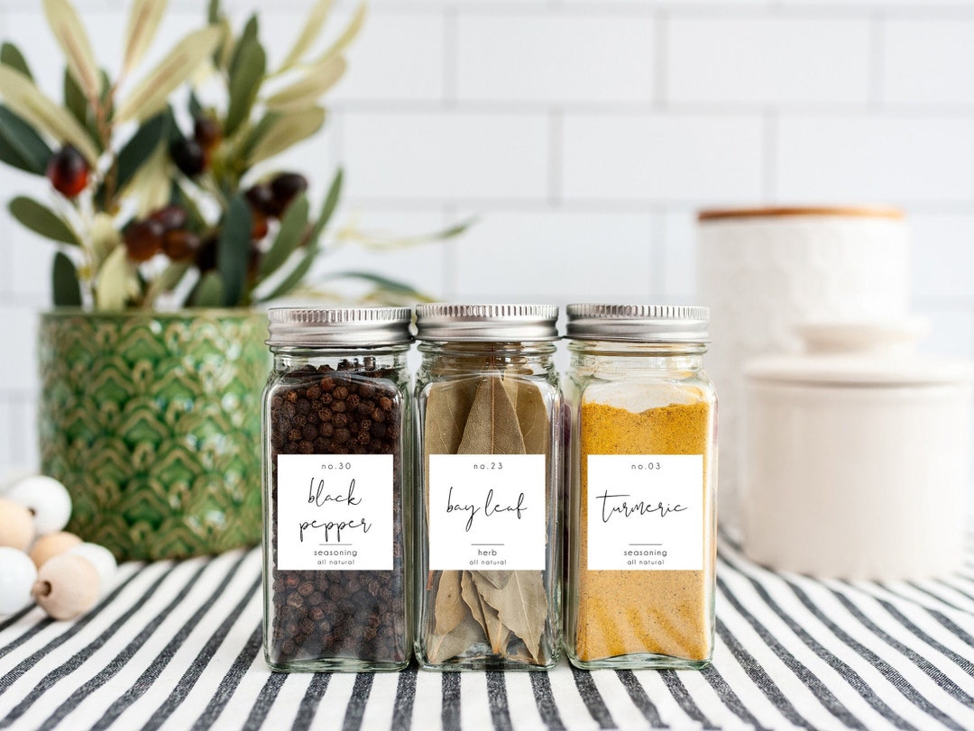 Spice Jar Labels Template, Modern Minimalist Spice Jar Label, Editable ...