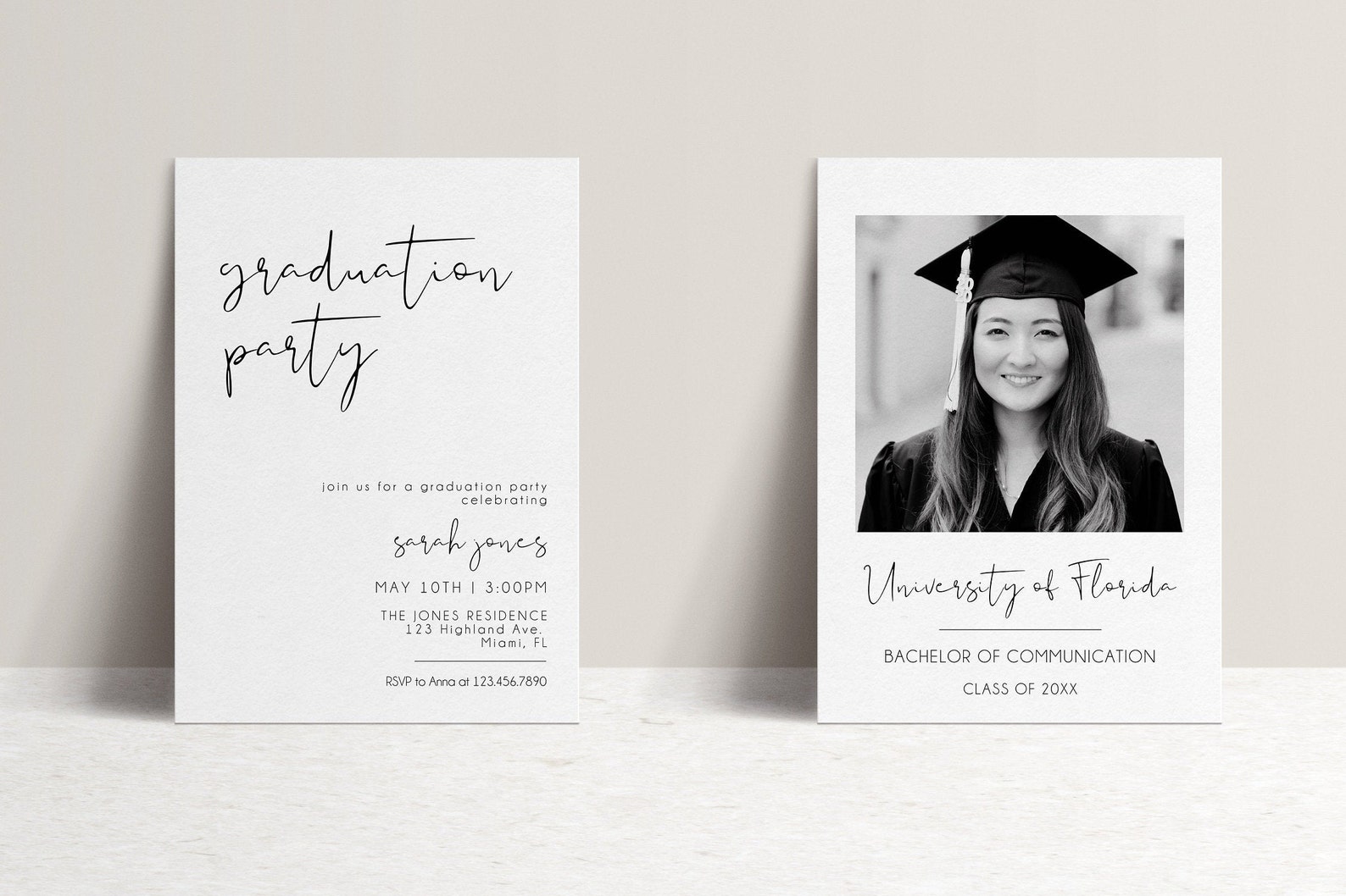 Modern Graduation Party Invitation Template, Photo Invite (digital ...