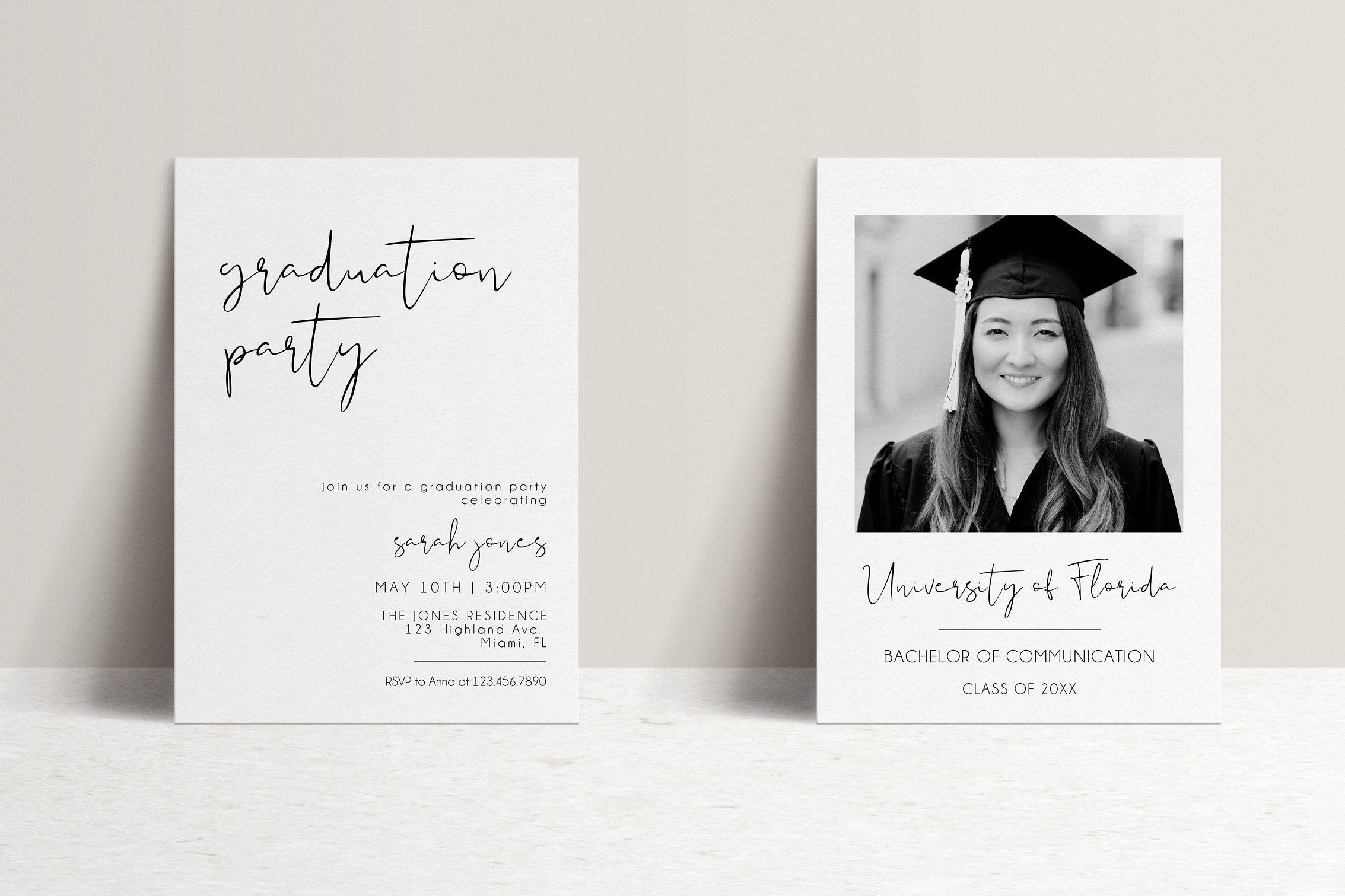 Modern Graduation Party Invitation Template College | Etsy