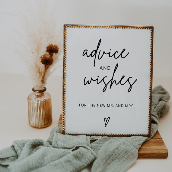 Advice And Wishes Sign Template Well Wishes Sign Printable Etsy