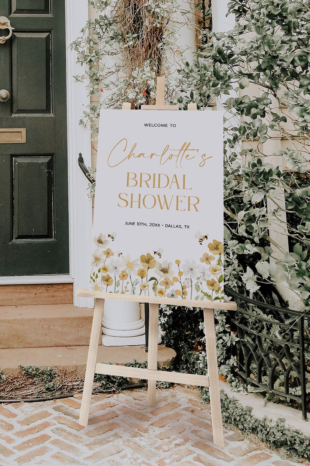 Bride to Bee Bridal Shower Welcome Sign Template, Wildflower Bridal ...