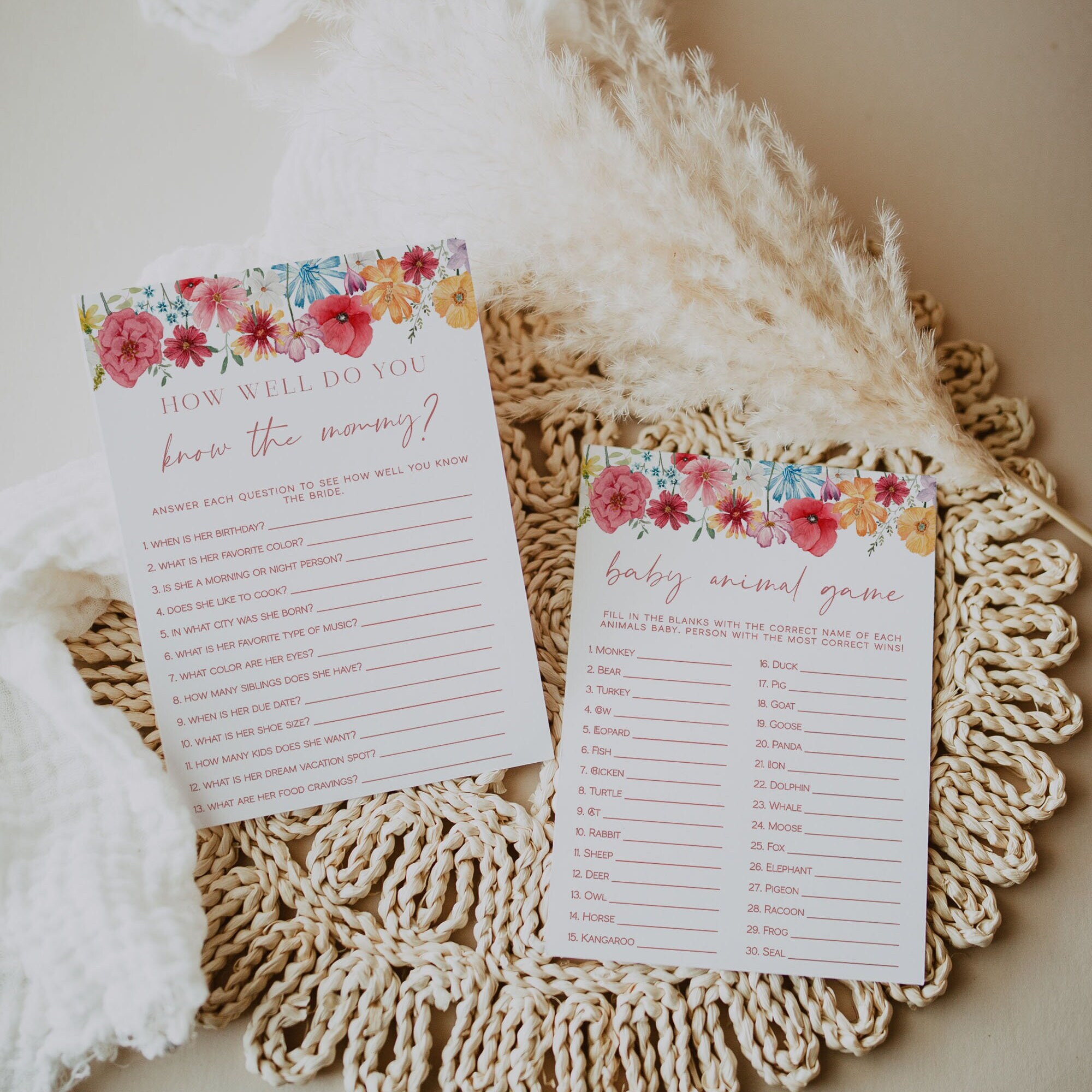 70 Baby Shower Games, Baby in Bloom Baby Shower Game Bundle, Wildflower ...