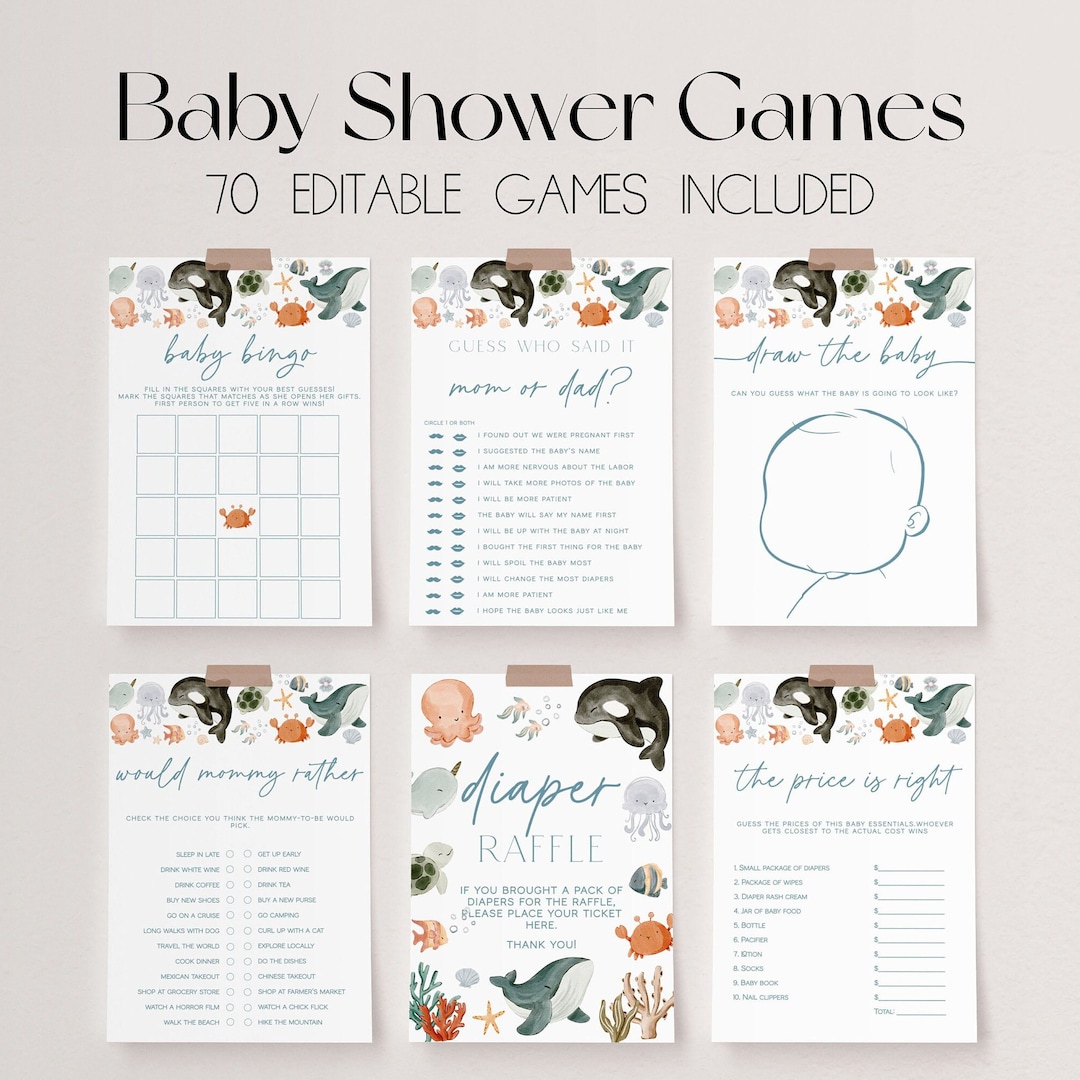 Under the Sea Baby Shower Games Bundle, Ocean Party Games | OCEAN - Etsy
