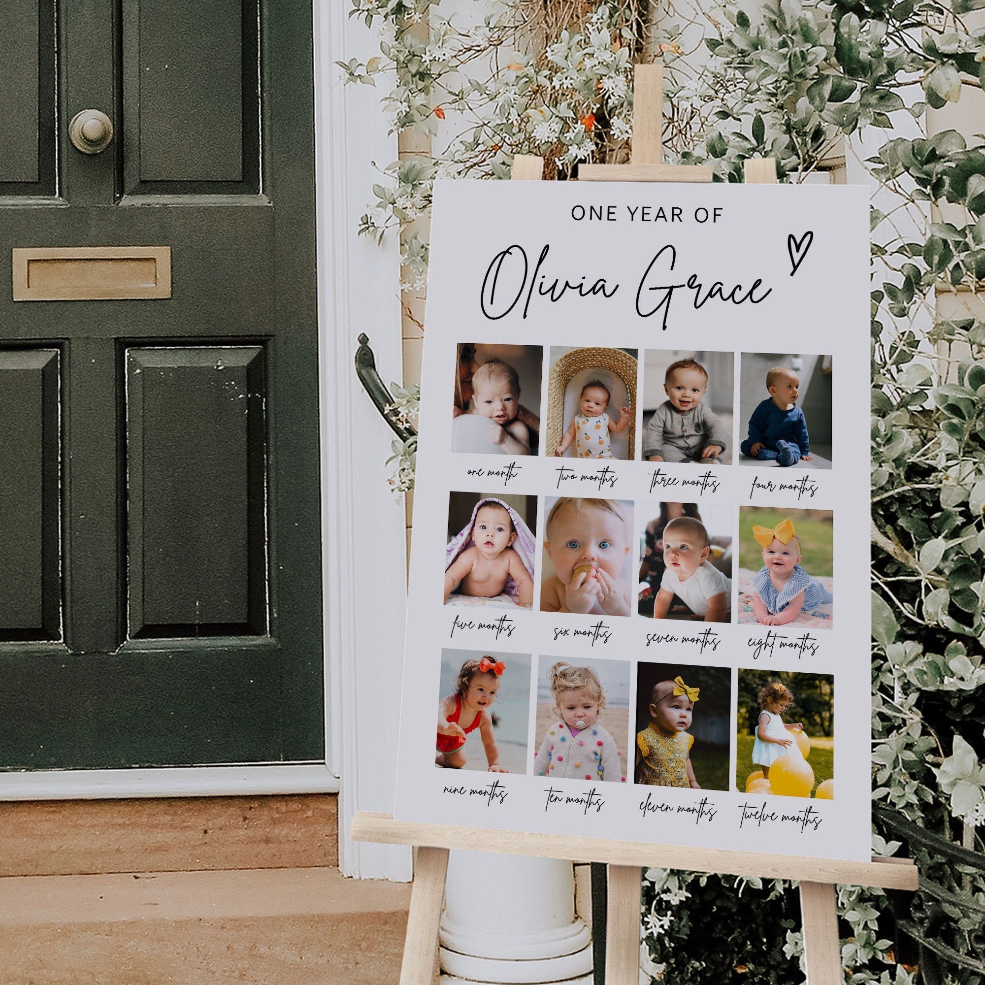 First Birthday Photo Sign Template Modern 1st Birthday Photo - Etsy