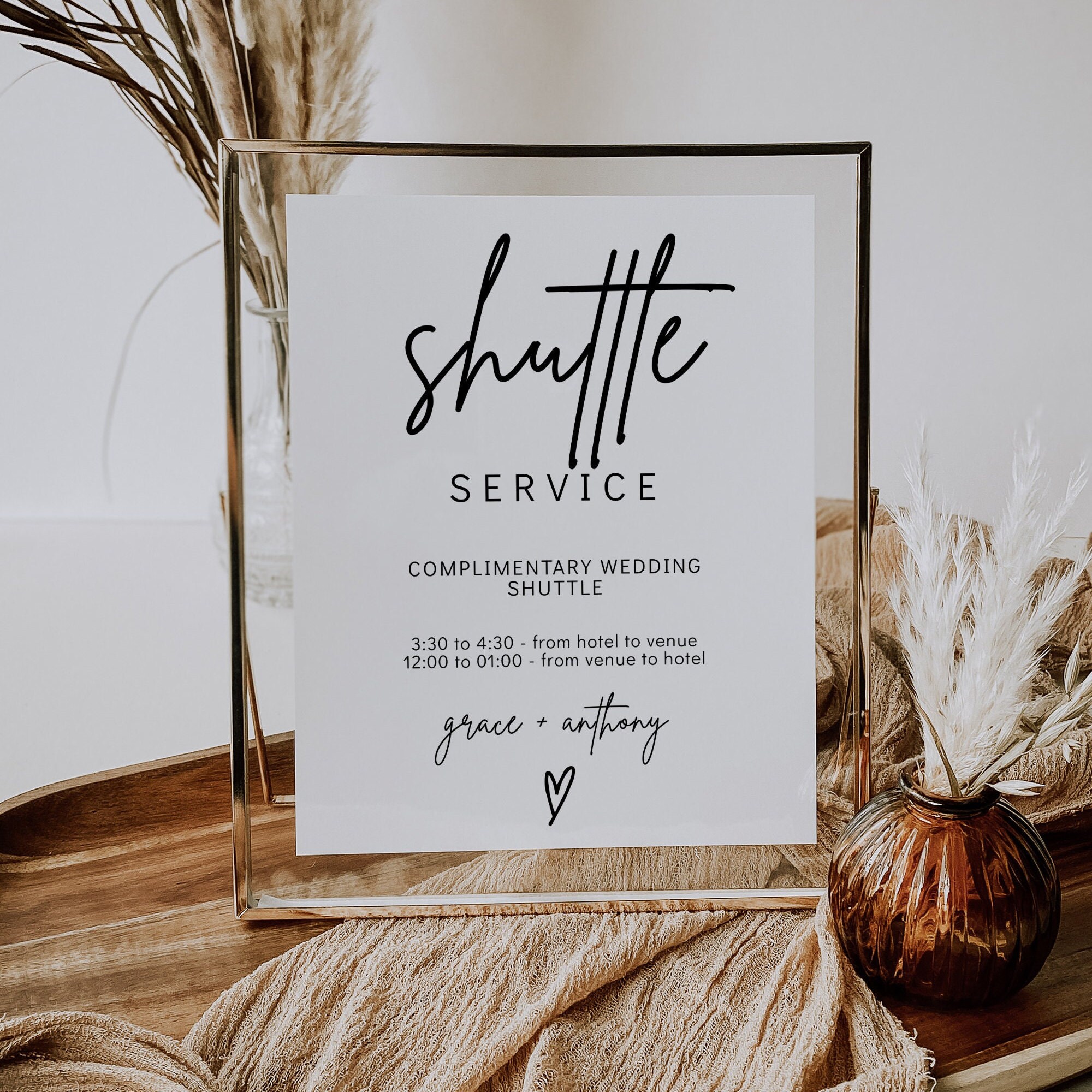 Shuttle Service Wedding Sign Template Modern Transportation - Etsy