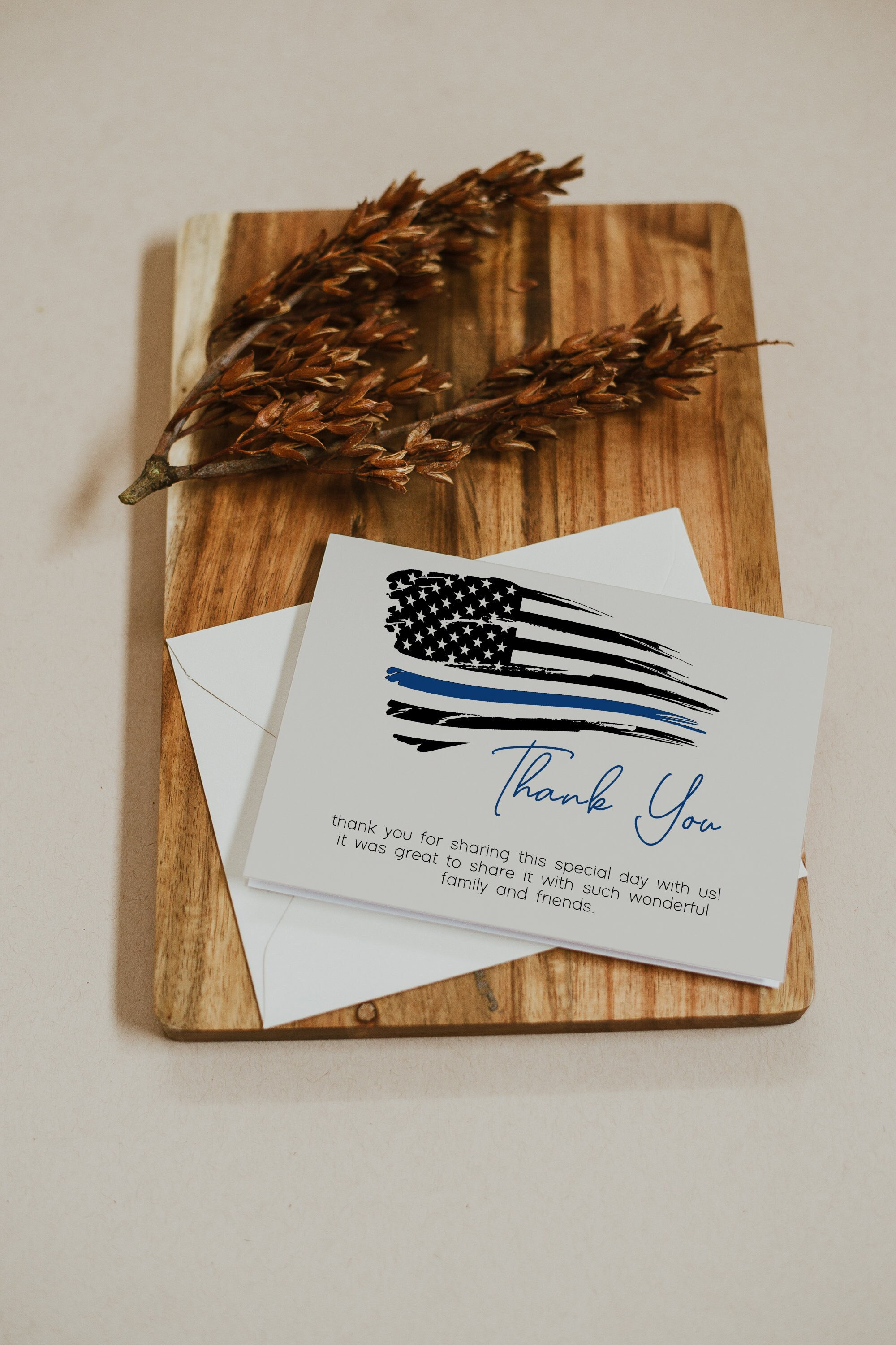 Police Thank You Card Template Thin Blue Line Thank You Card - Etsy