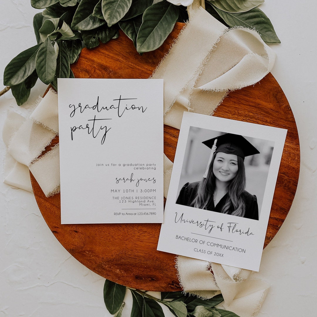 Modern Graduation Party Invitation Template, College Graduation ...