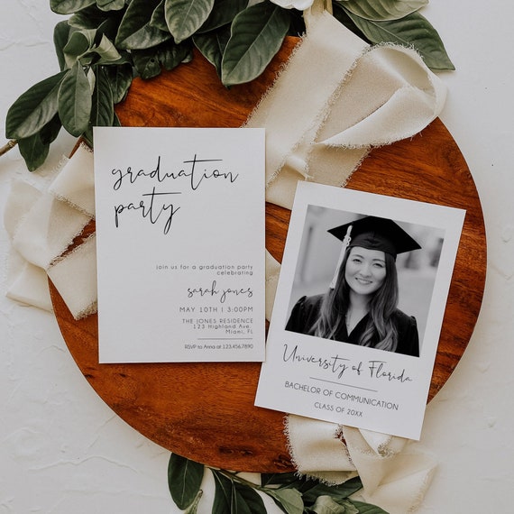 Modern Graduation Party Invitation Template College | Etsy