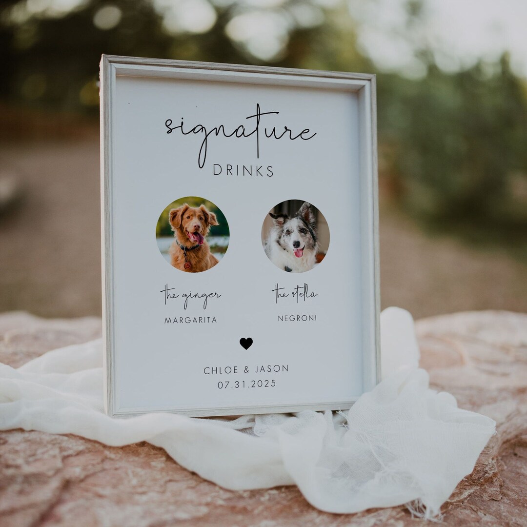 Dog Signature Drink Sign Template, Pet Signature Cocktail Sign ...