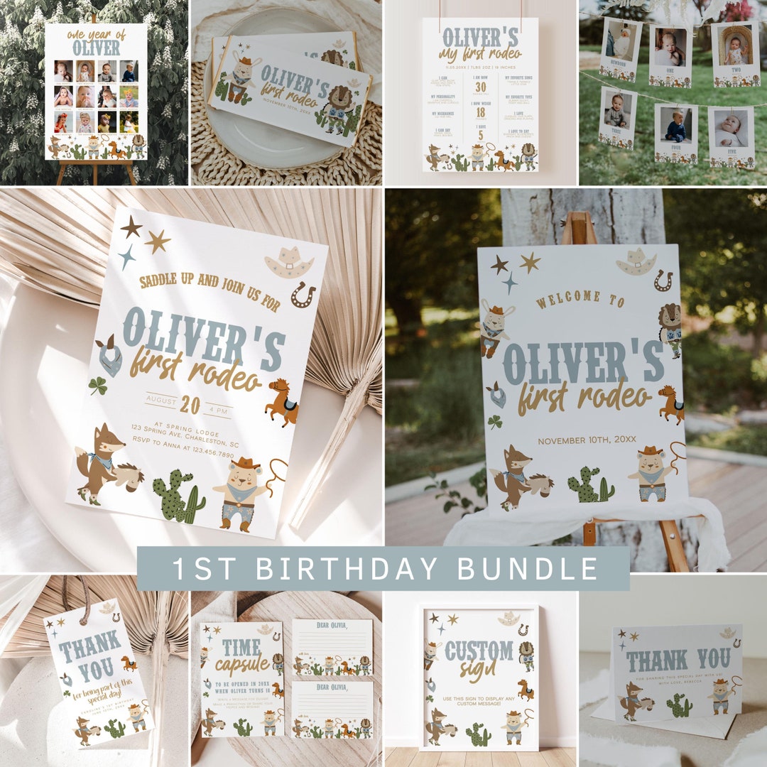 First Rodeo Birthday Invitation Bundle, Wild West Western 1st Birthday ...