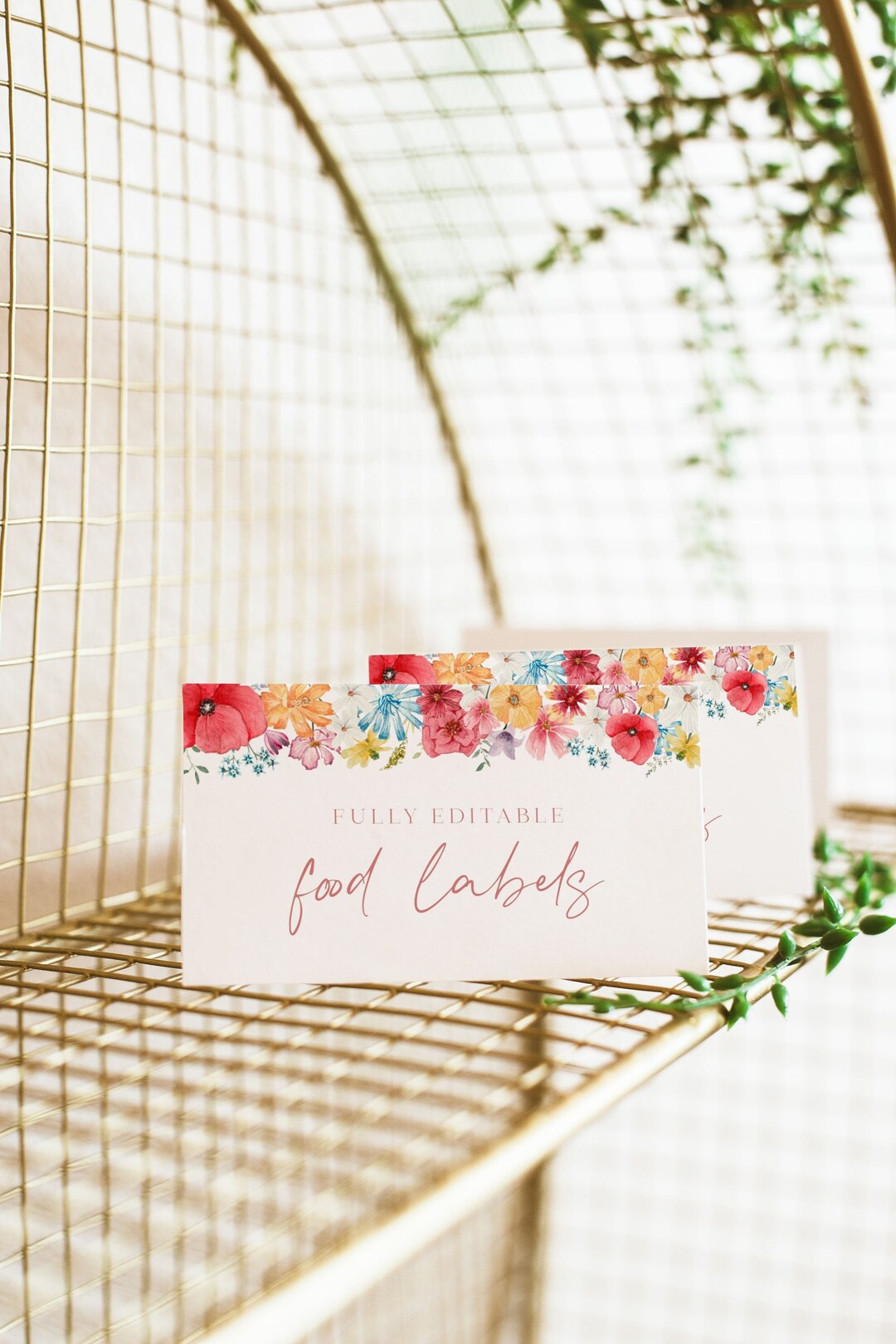 Spring Floral Buffet Card Template, Wildflower Food Label, Flower Food ...