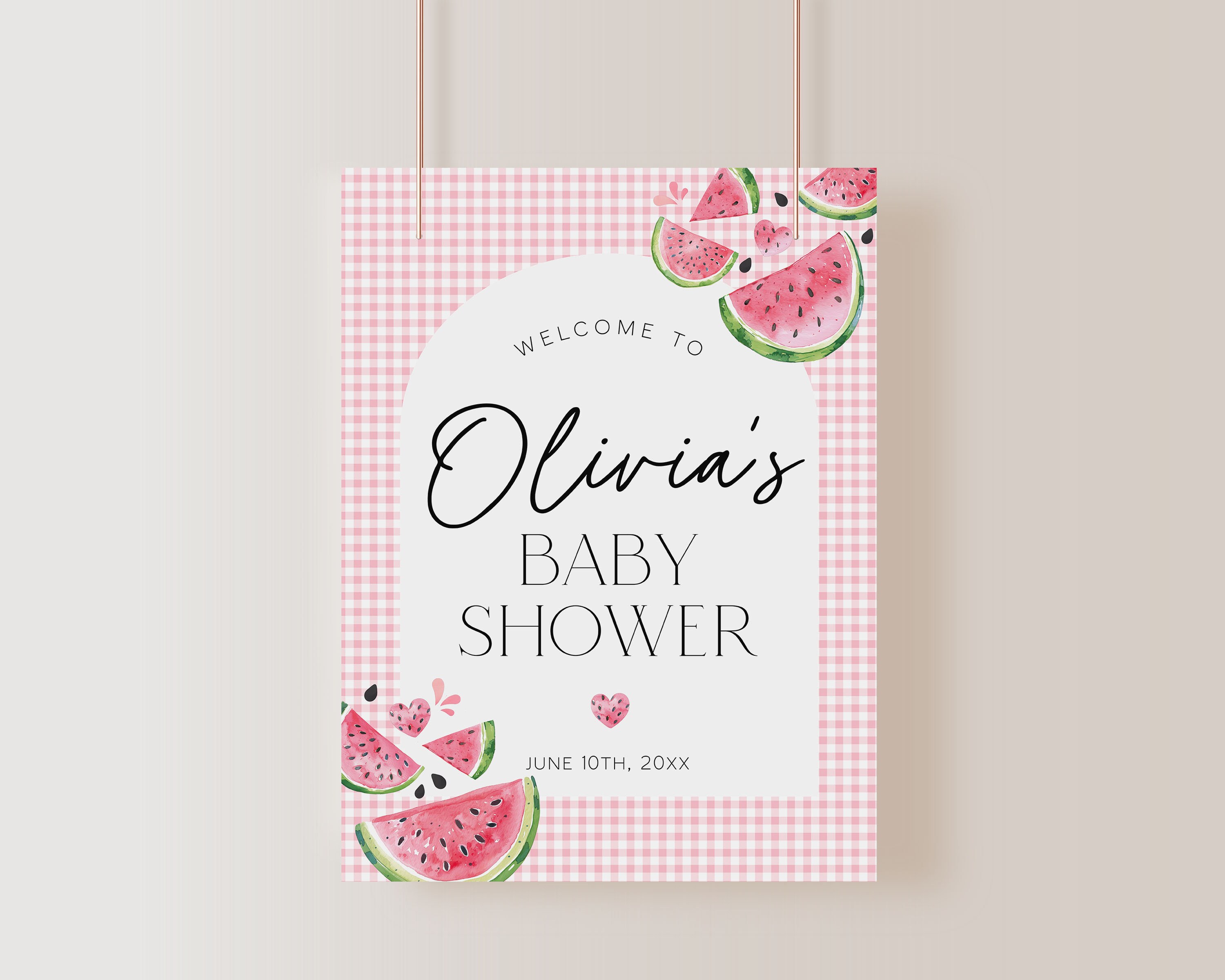 Watermelon Baby Shower Welcome Sign, Berry Sweet Baby Shower Welcome ...