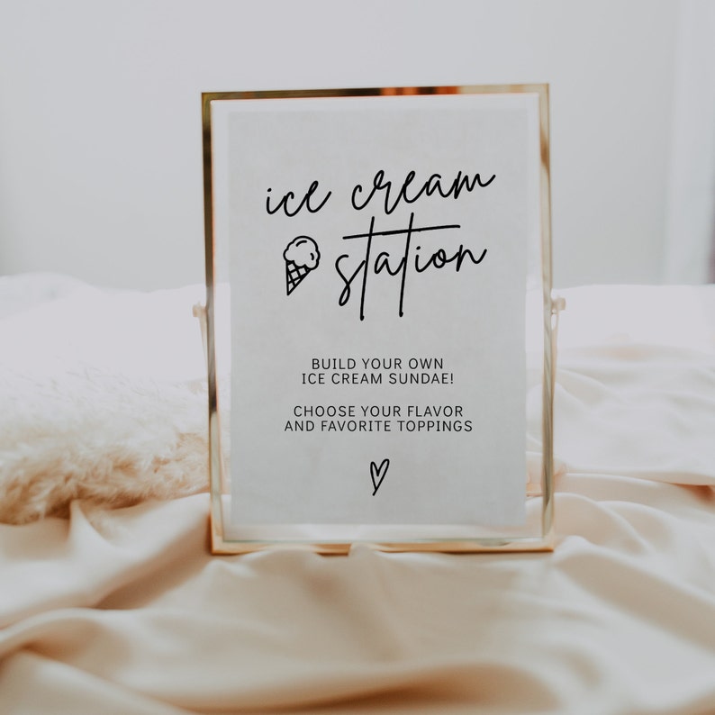 Ice Cream Bar Sign Template Ice Cream Station Sign Printable | Etsy