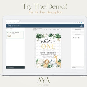 Wild One 1st Birthday Invitation Template, Safari Birthday Invitation ...