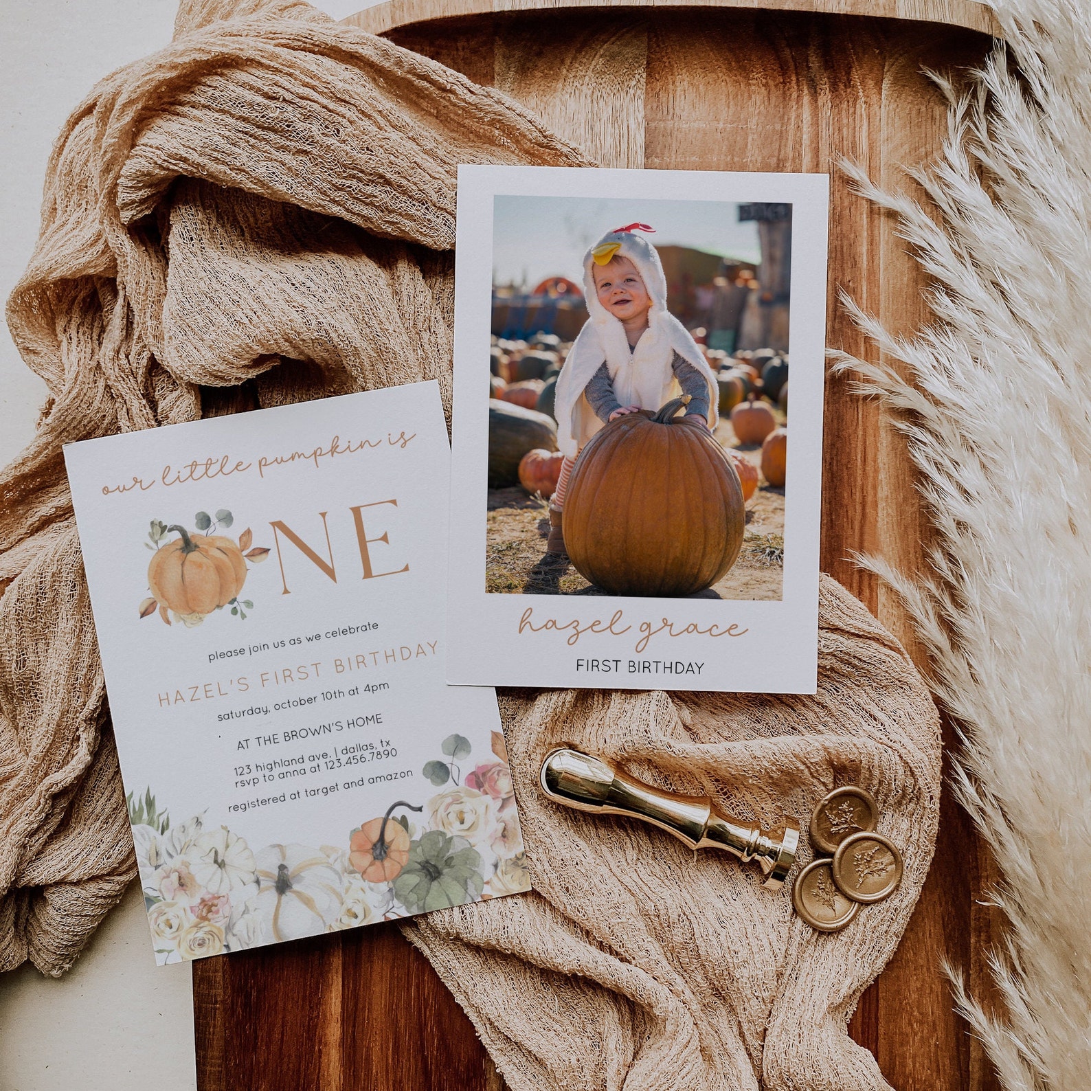 Little Pumpkin First Birthday Invitation Template, Fall 1st Birthday ...