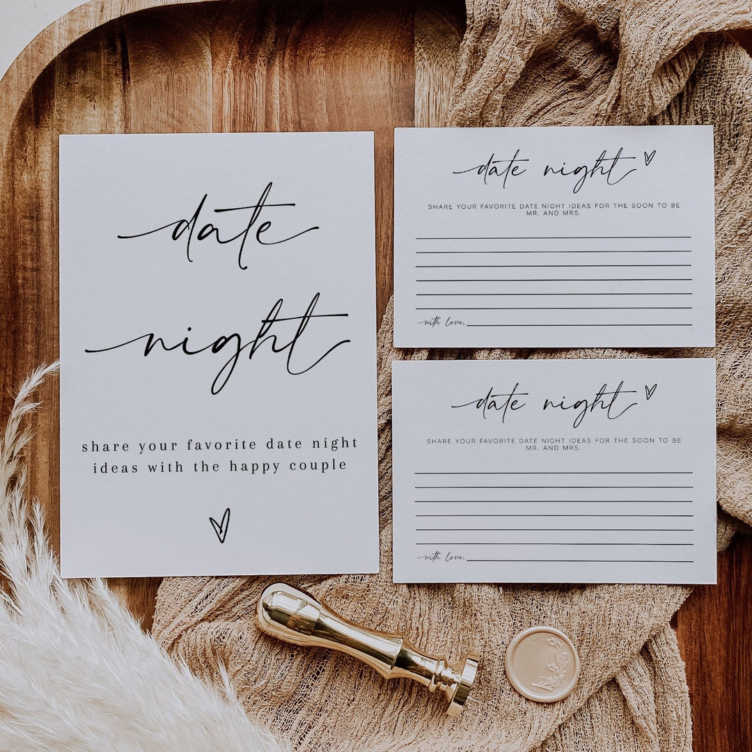 Bridal Shower Date Night Ideas Template, Date Night Ideas Sign, Date ...