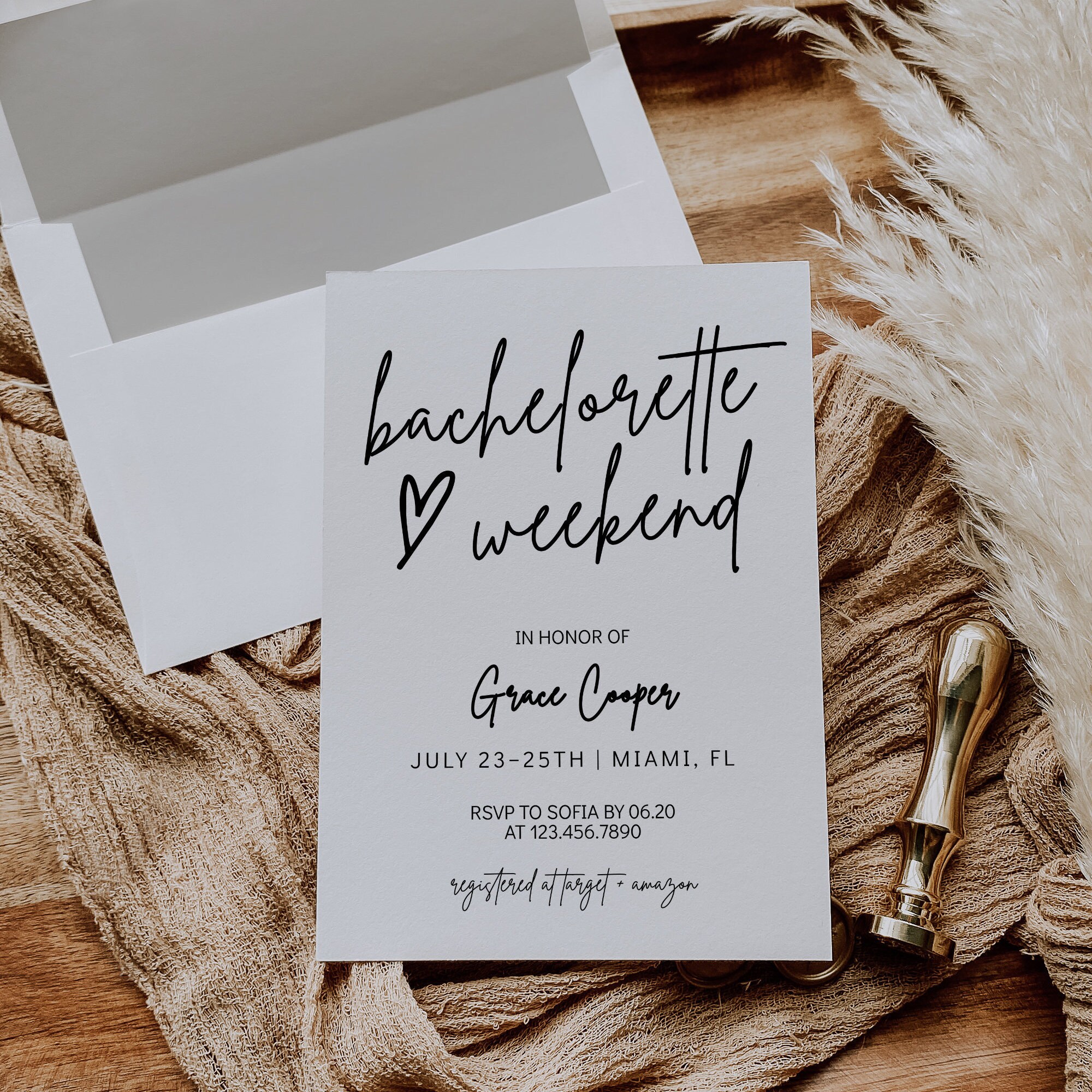 Modern Bachelorette Weekend Invitation Template, Printable Itinerary - Etsy