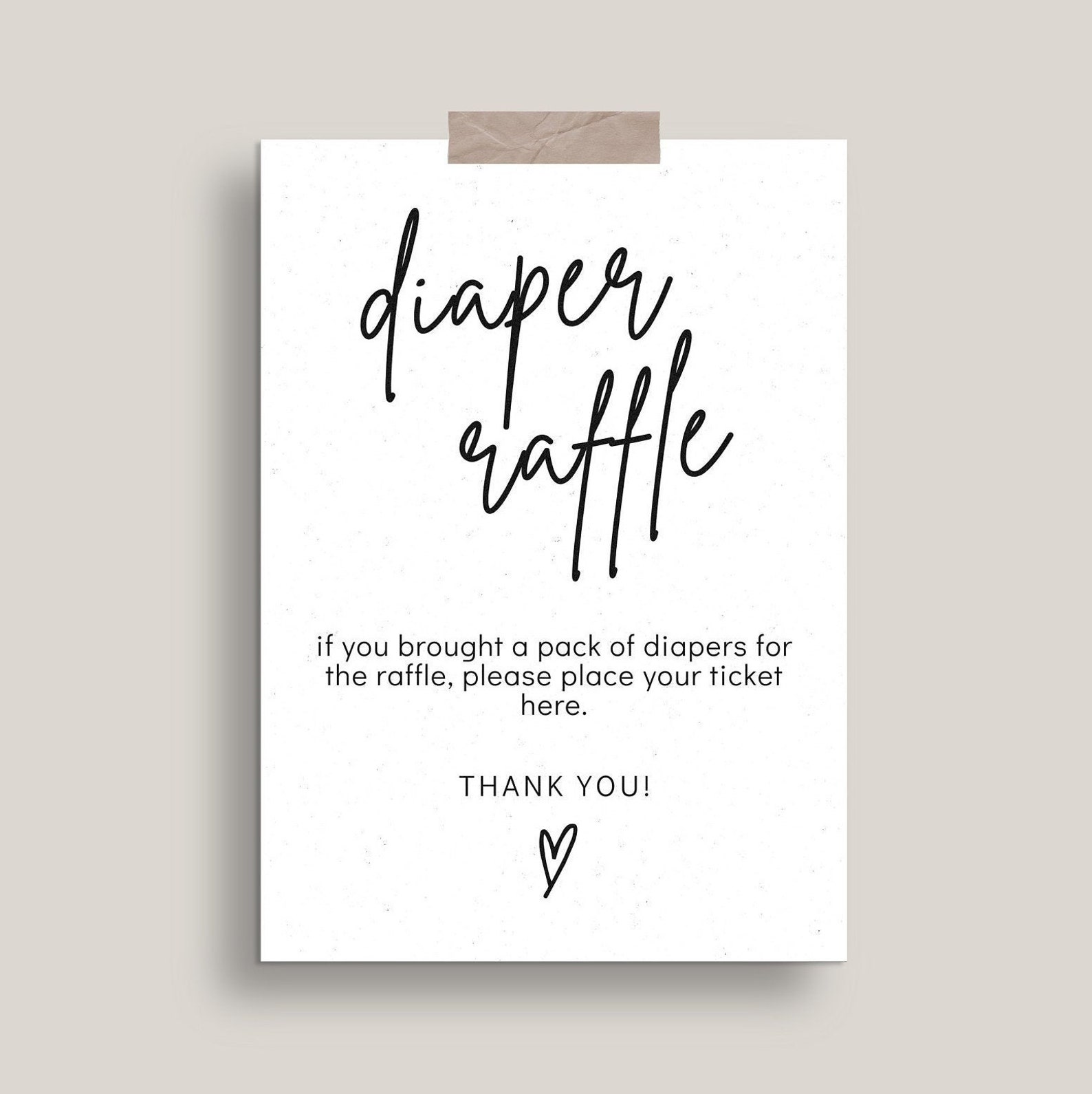 Diaper Raffle Sign Template Minimalist Baby Shower Games | Etsy