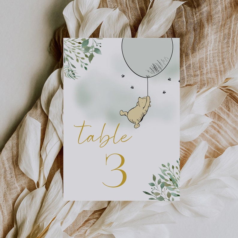 Classic Winnie the Pooh Table Number Card Template Pooh Table - Etsy