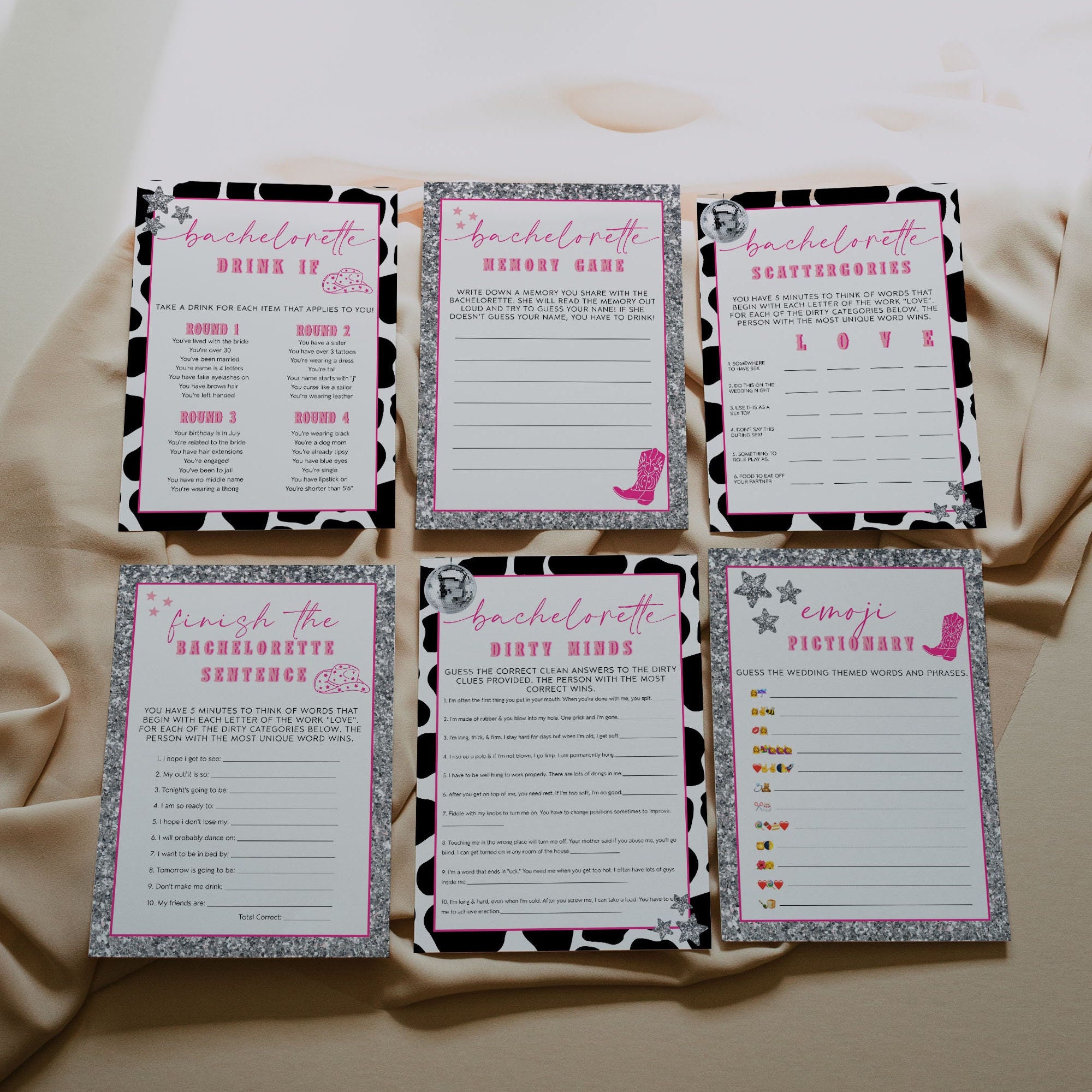 Disco Cowgirl Bachelorette Party Games Template Space Cowgirl - Etsy
