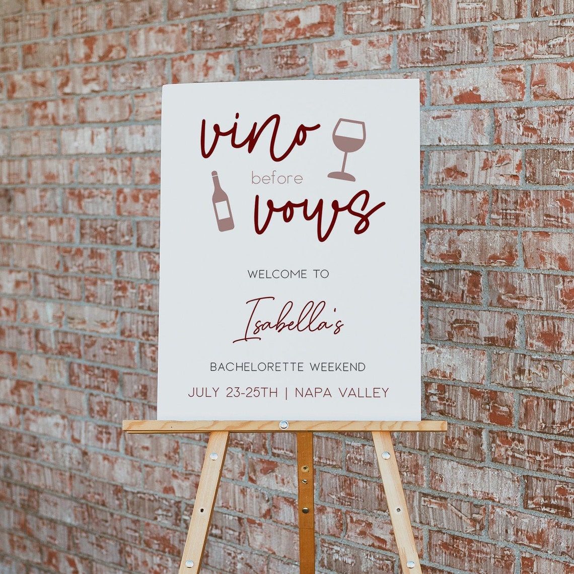 Vino Before Vows Bachelorette Welcome Sign Template Winery - Etsy