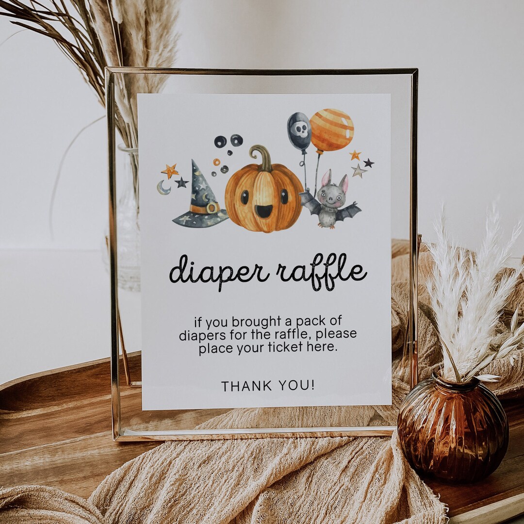 Diaper Raffle Sign Template, Little Boo Halloween Baby Shower Sign ...