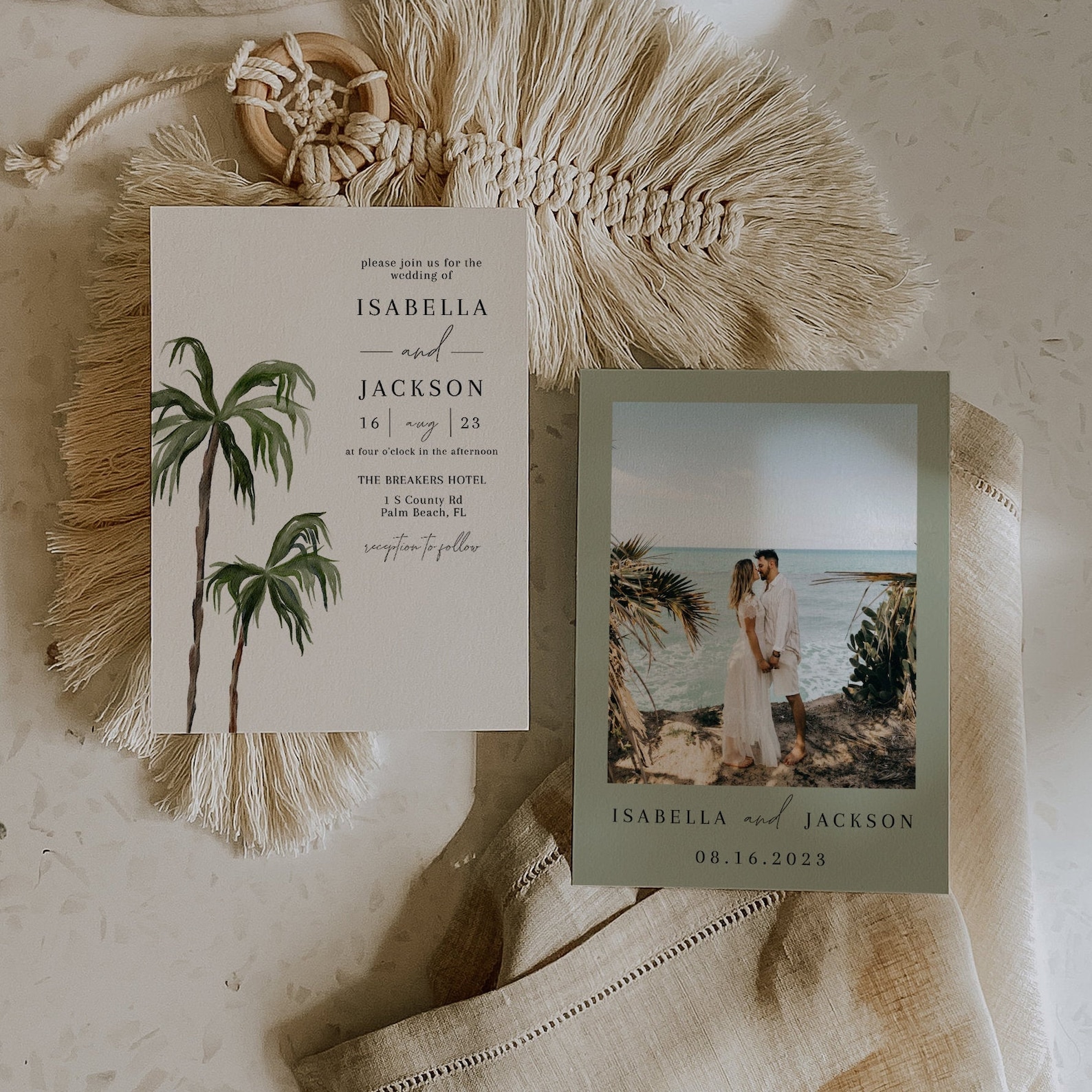 Palm Tree Wedding Invitation Template Tropical Wedding | Etsy